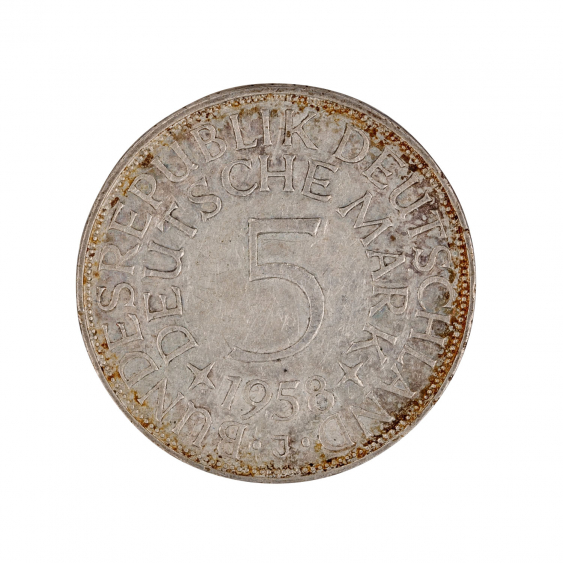 FRG - 5 DM 1958 J silver eagle,